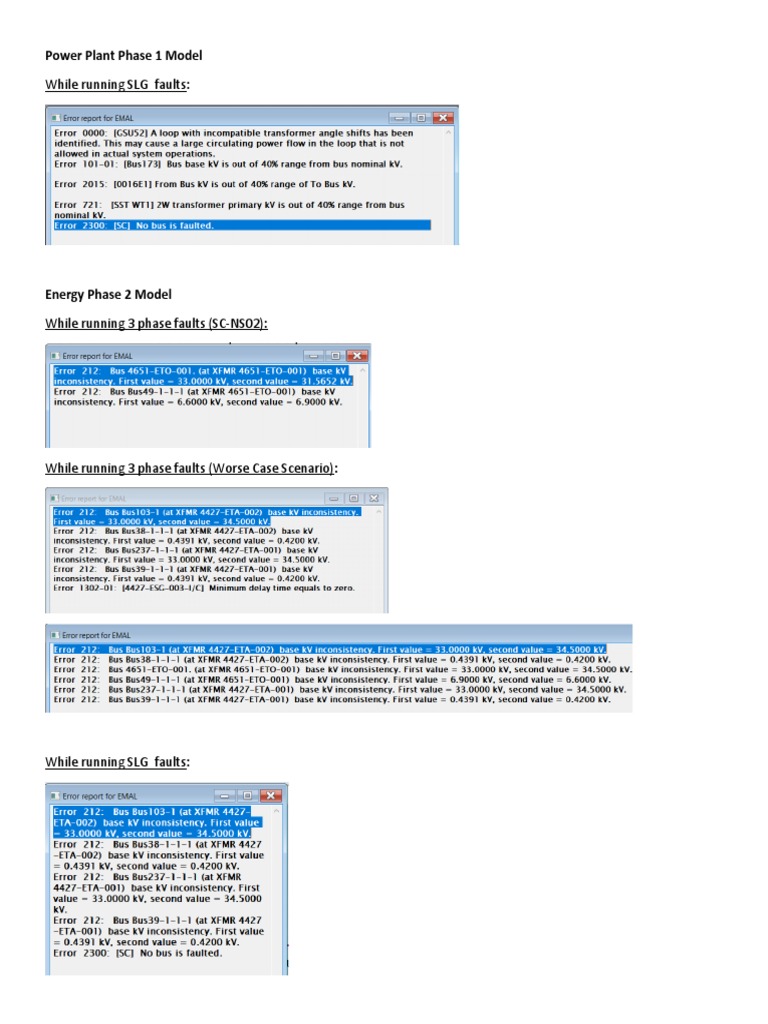 ETAP Short Circuit Analysis Errors | PDF