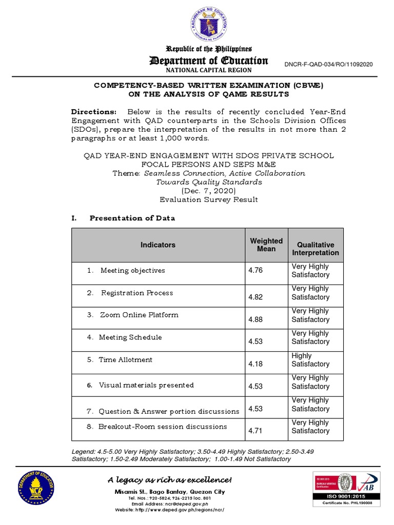 Cbwe Analysis of Qame Results | PDF | Information Technology ...