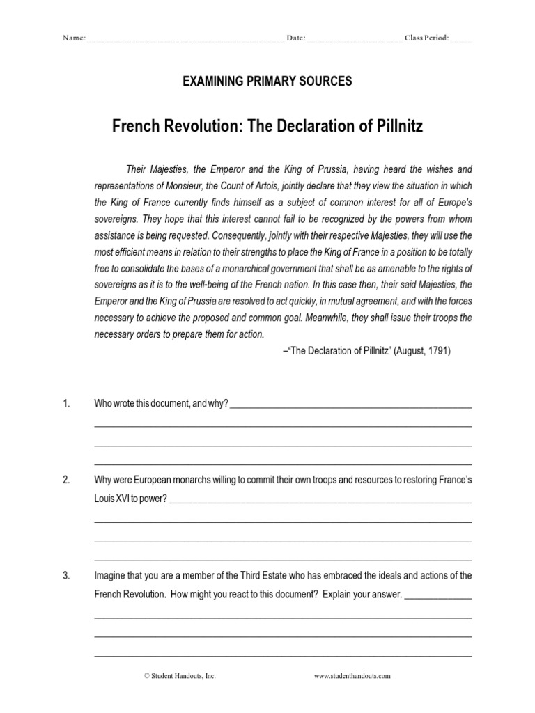Declaration of Pillnitz-French Revolution | PDF | Europe Travel ...
