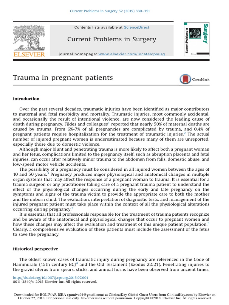 Trauma in Pregnant Patients | PDF | Fetus | Pregnancy