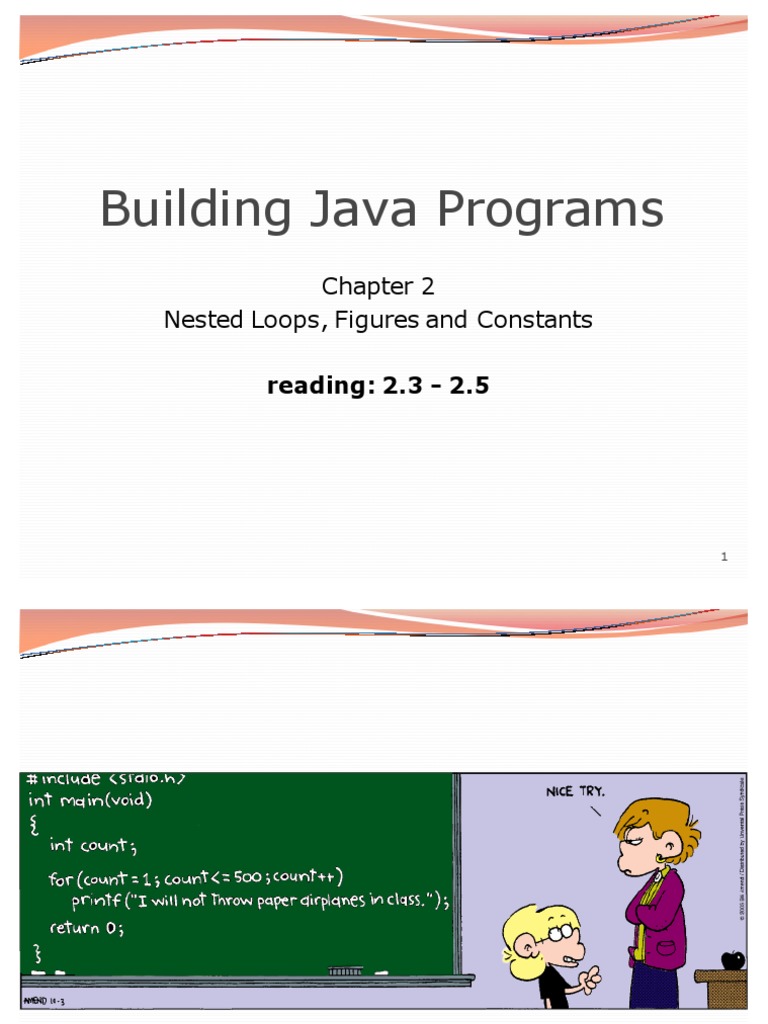 Building Java Programs: Nested Loops, Figures and Constants | PDF ...