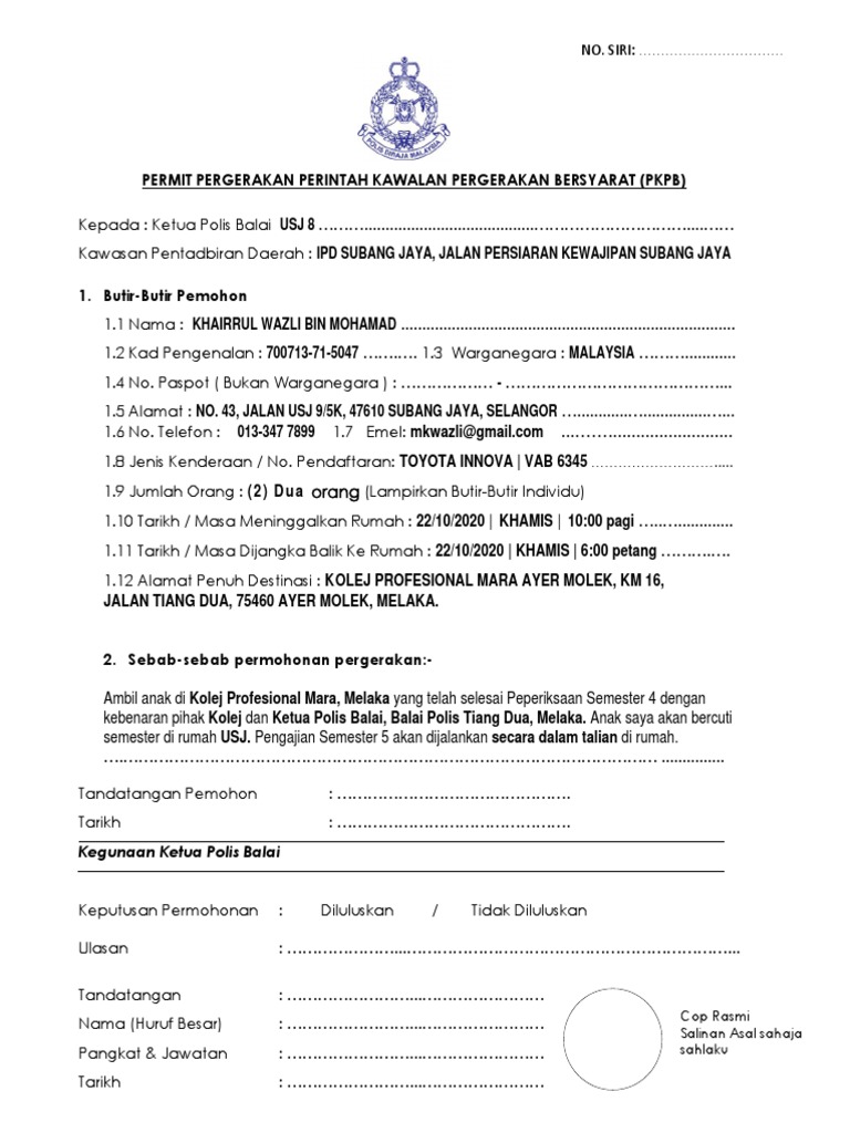 Permit Pergerakan PKPB | PDF