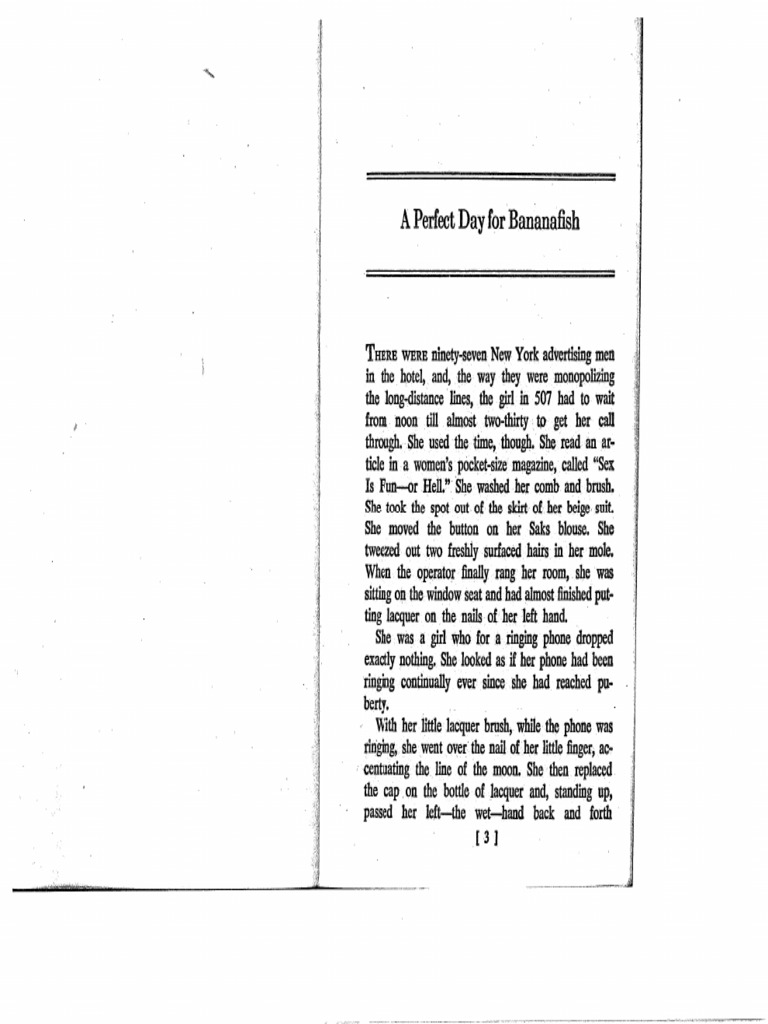 A Perfect Day For Bananafish | PDF | Nature