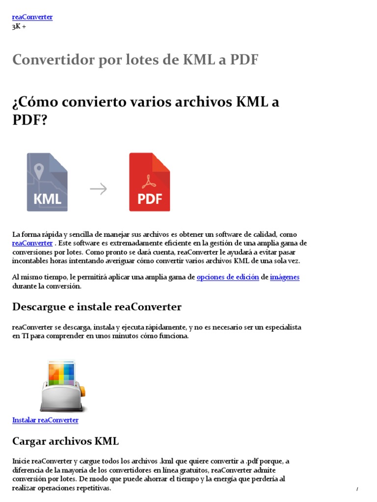 Convierta KML A PDF Con Reaconverter Software de Conversión Por Lotes ...
