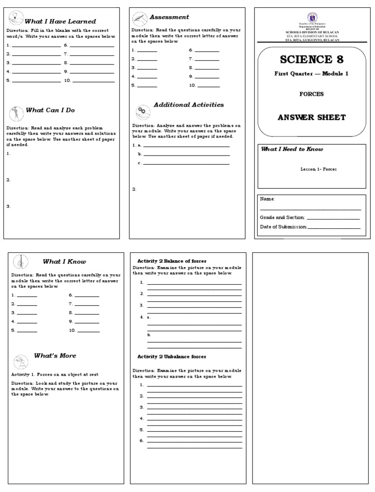 Grade 7 Science Learning Module: Forces | PDF | Behavior Modification ...