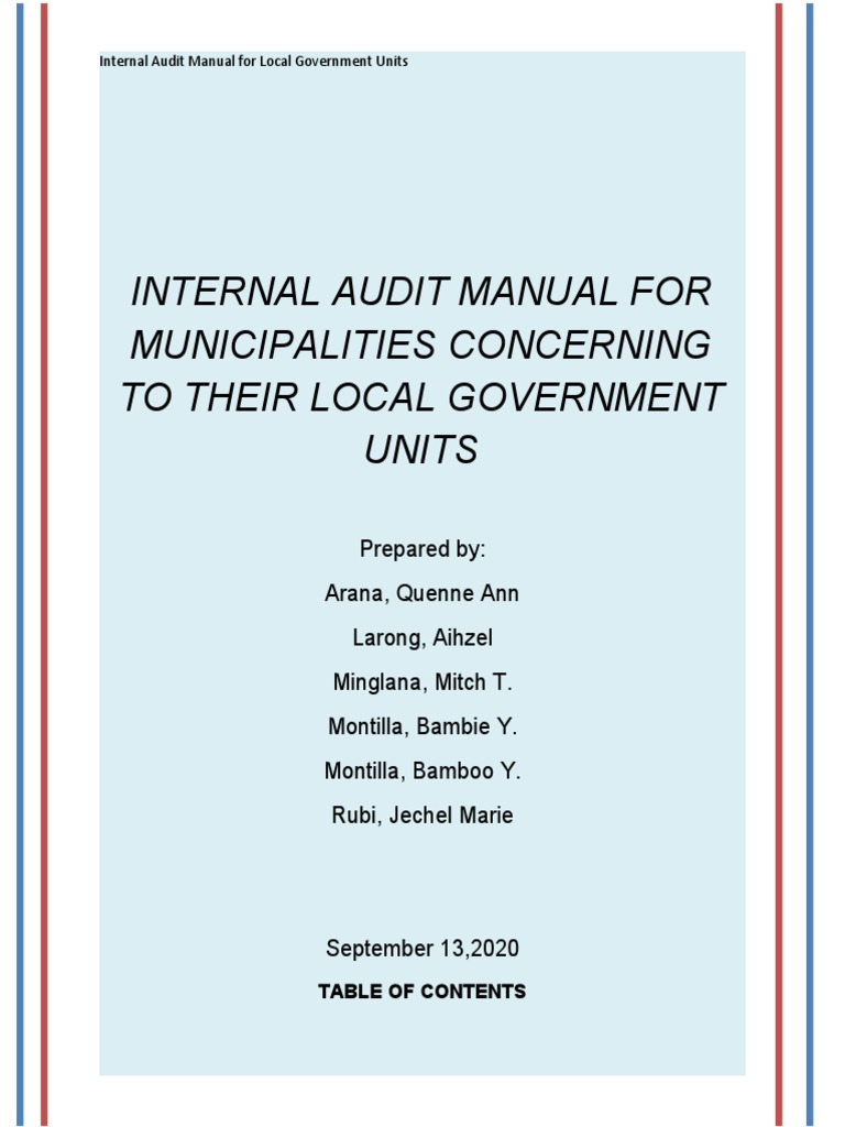 Group 5 Internal Audit Manual | PDF | Internal Audit | Internal Control