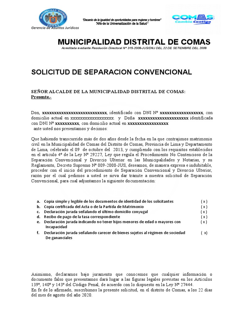 Modelo de Documentos para Divorcio | PDF | Divorcio | Justicia