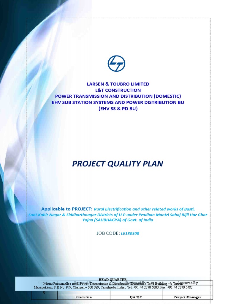 Project Quality Plan | PDF | Quality Assurance | Iso 9000