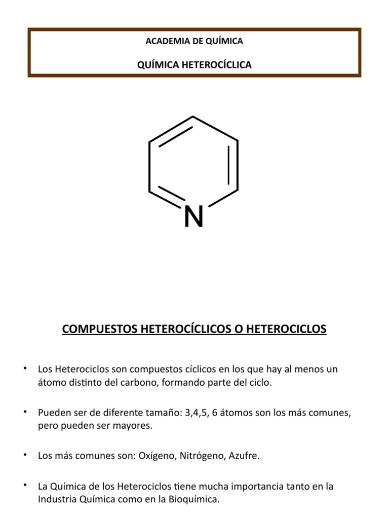 Compuestos heterocíclicos: estructuras y aplicaciones | PDF | Piridina ...