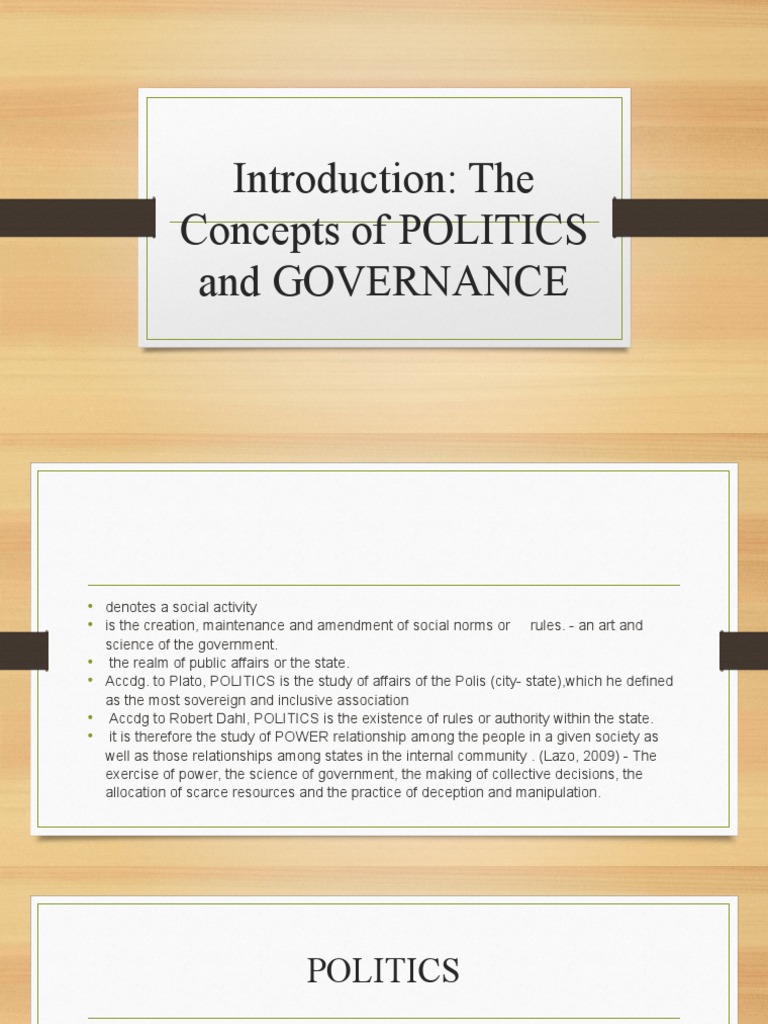 Introduction: The Concepts of POLITICS and Governance | PDF ...