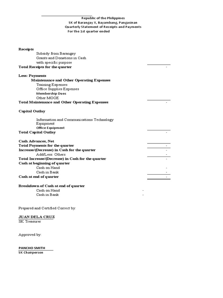 Quarterly Statement of Receipts | PDF | Financial Services | Business