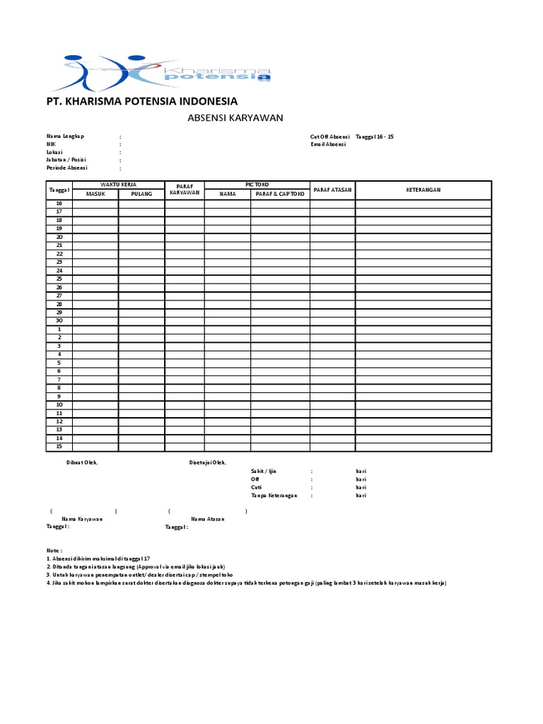 Form Absensi KPI | PDF