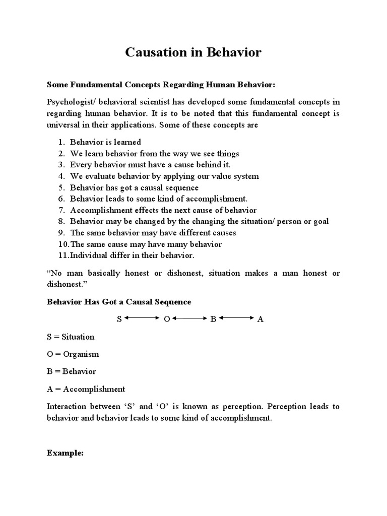 Causation in Behavior: Some Fundamental Concepts Regarding Human ...