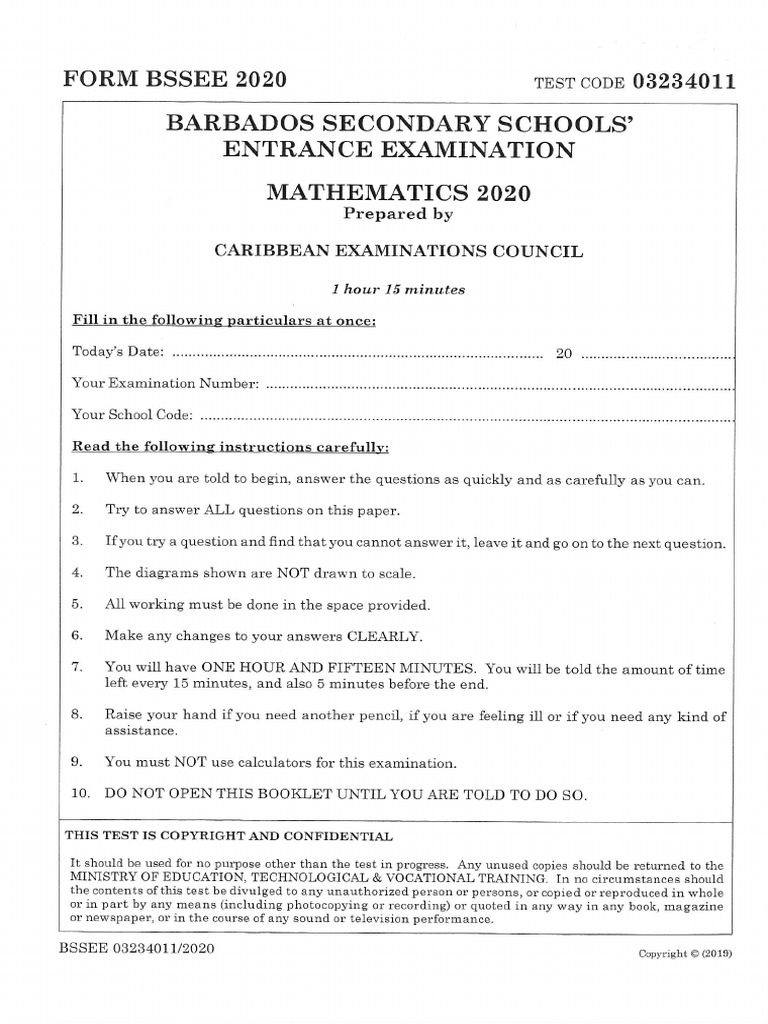 BSSEE Maths 2020 | PDF