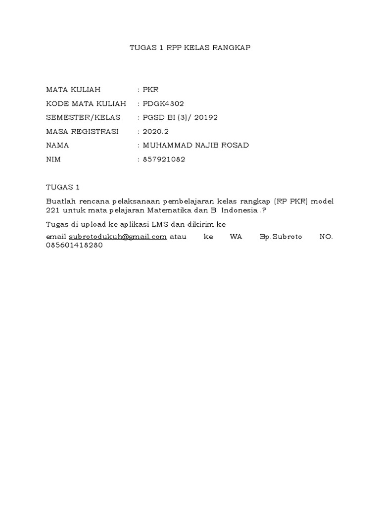 M Najib R. Tugas 1 RPP Kelas Rangkap | PDF