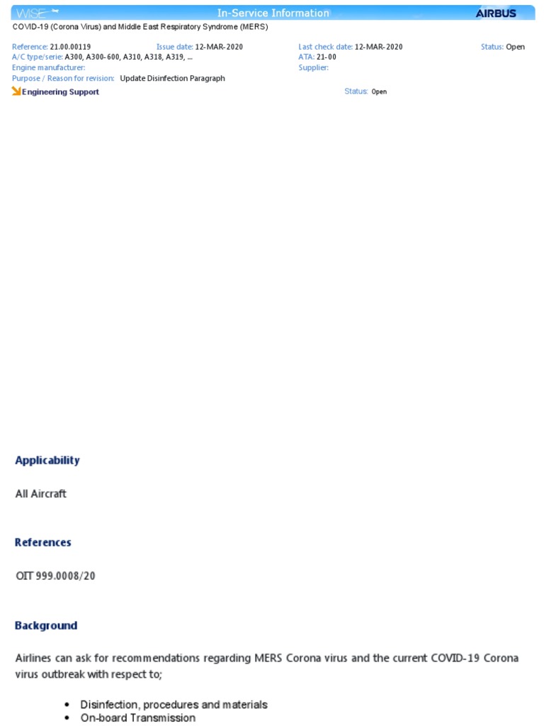 ISI - COVID 19 - Airbus | PDF | Aviation | Aircraft
