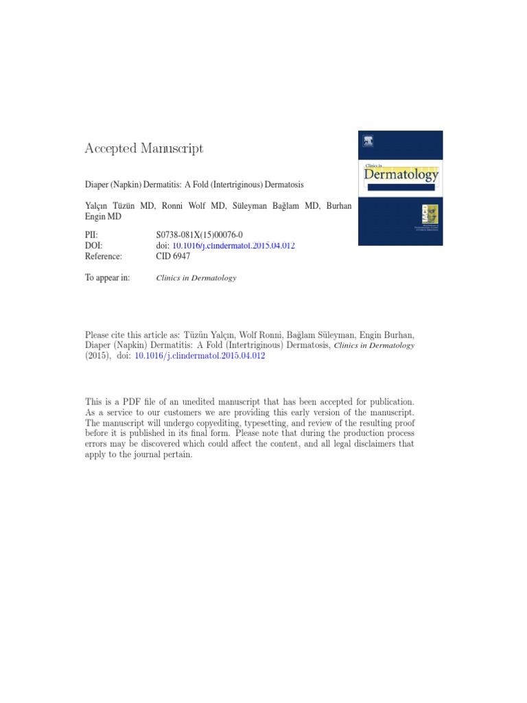 Napkin Dermatitis PDF | PDF | Dermatitis | Skin