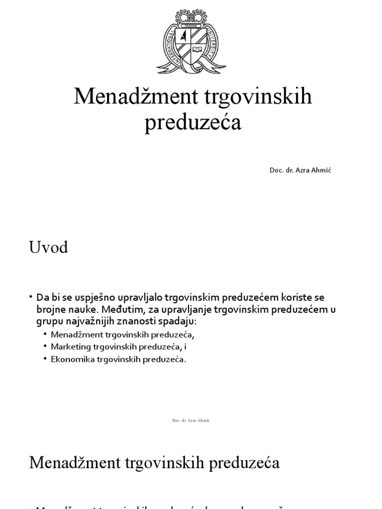 Predavanje - 1 - Menadzment Trgovinskih Preduzeca - 118728 | PDF