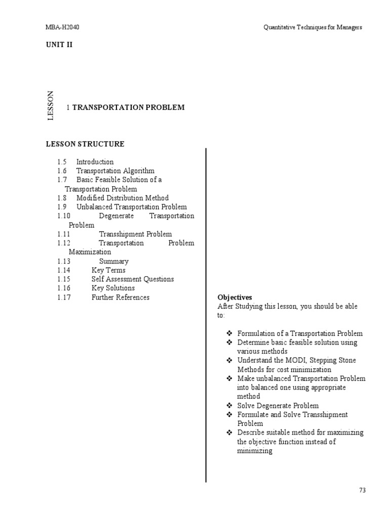 Transportation Notes Good | PDF | Mathematical Optimization | Linear ...