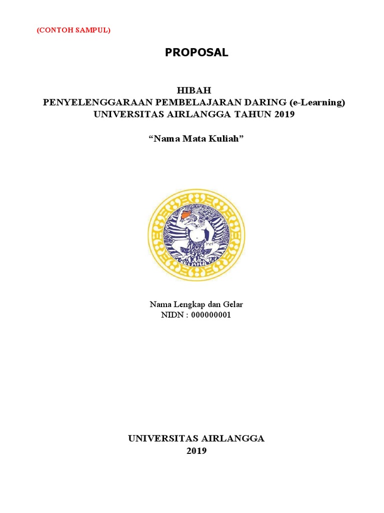 Proposal Hibah E-Learning Unair 2019 | PDF