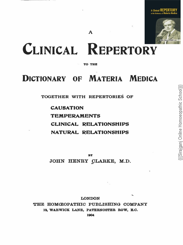 Clinical Repertory | PDF | Naturopathy | Homeopathy