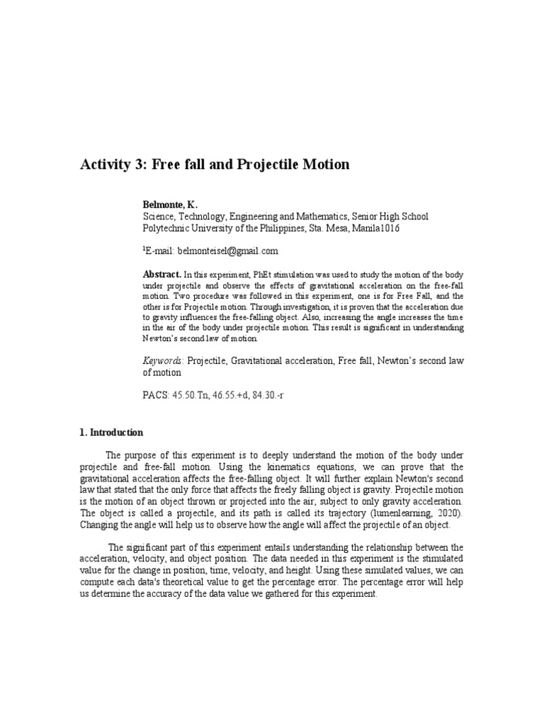 Lab Report Format | PDF | Acceleration | Gravity