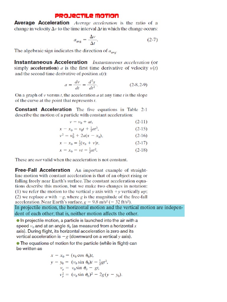 Projectile Motion | PDF | Physics | Force