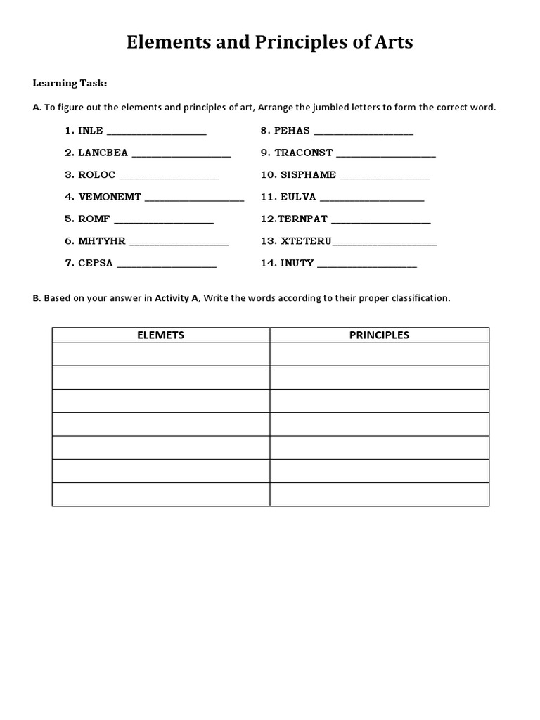 Elements and Principles of Arts | PDF | Composition (Visual Arts) | Vision