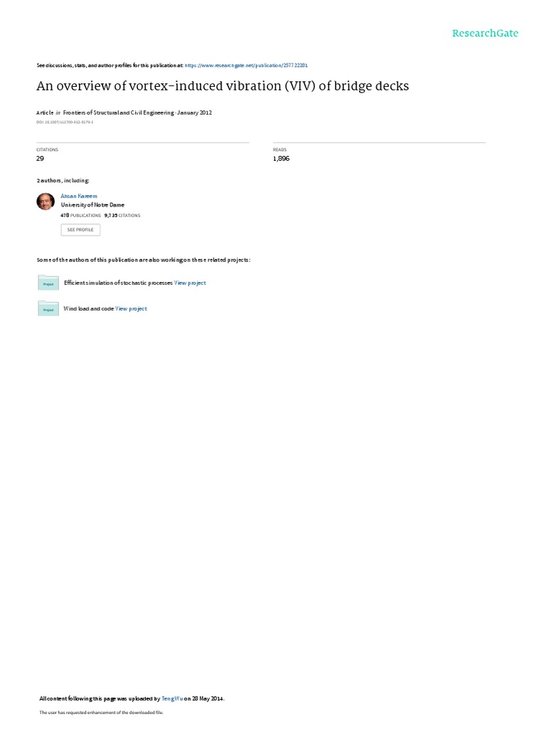 An Overview of Vortex-Induced Vibration VIV of Bridge Decks | PDF ...