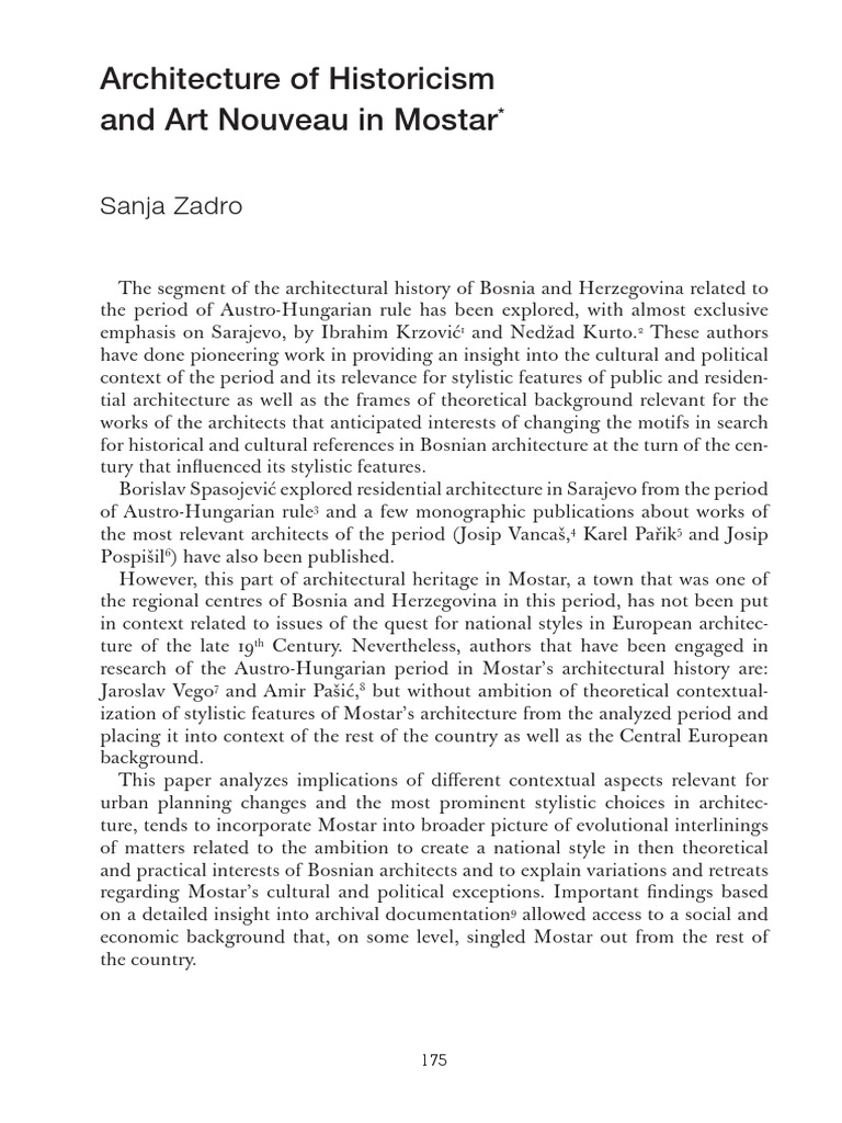 Architecture of Historicism and Art Nouveau in Mostar: Sanja Zadro ...