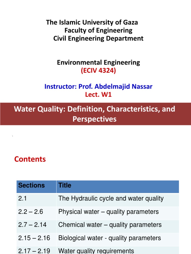 Water Quality: Definition, Characteristics, and Perspectives | PDF ...