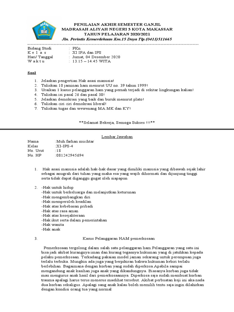 PAS PKN Kelas XI | PDF
