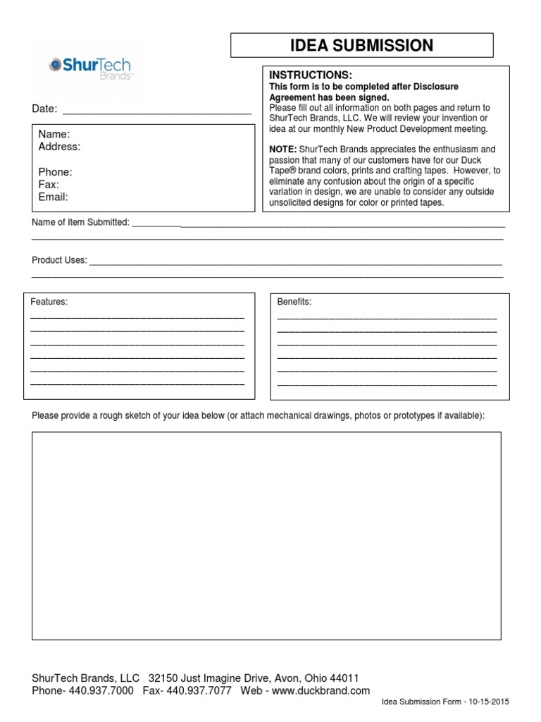 Idea Submission Form | PDF | Invention | Brand