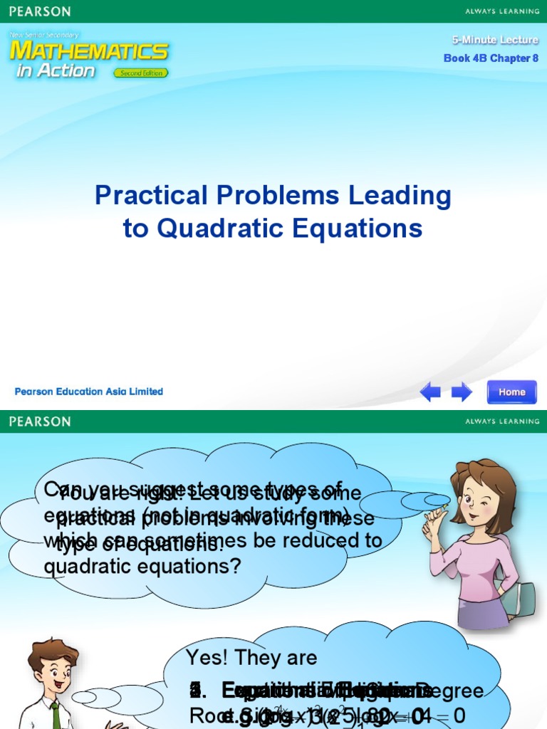 4B08.4 Practical Problems Leading To Quadratic Equations | PDF ...