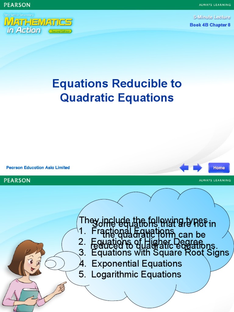 Reducing Equations to Quadratics | PDF | Quadratic Equation | Logarithm