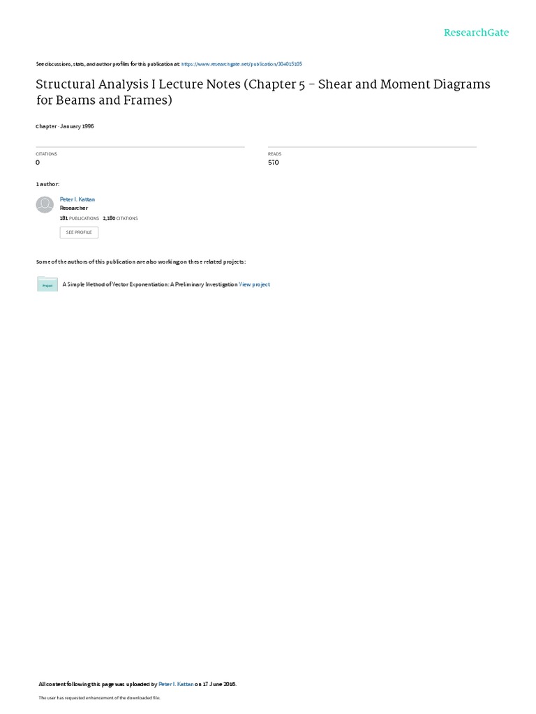 Structural Analysis I Lecture Notes (Chapter 5 - Shear and Moment ...