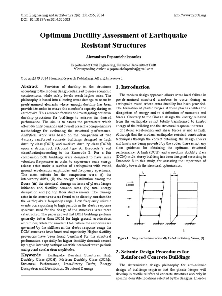 Optimum Ductility Assessment of Earthquake Resistant Structures | PDF | Earthquake Engineering ...