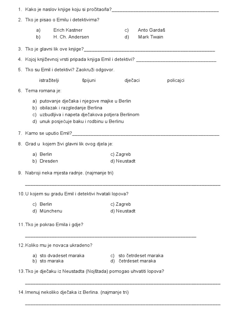 Emil I Detektivi Provjera | PDF