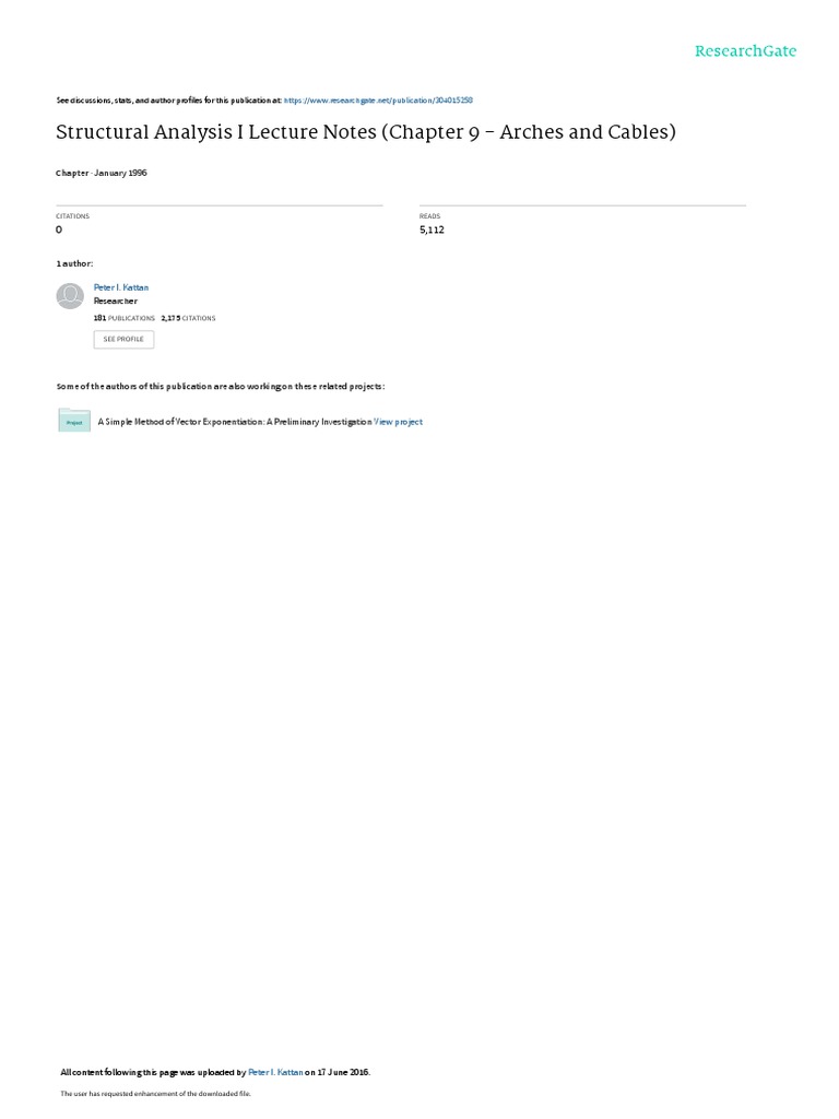 Structural Analysis I Lecture Notes on Arches and Cables | PDF ...