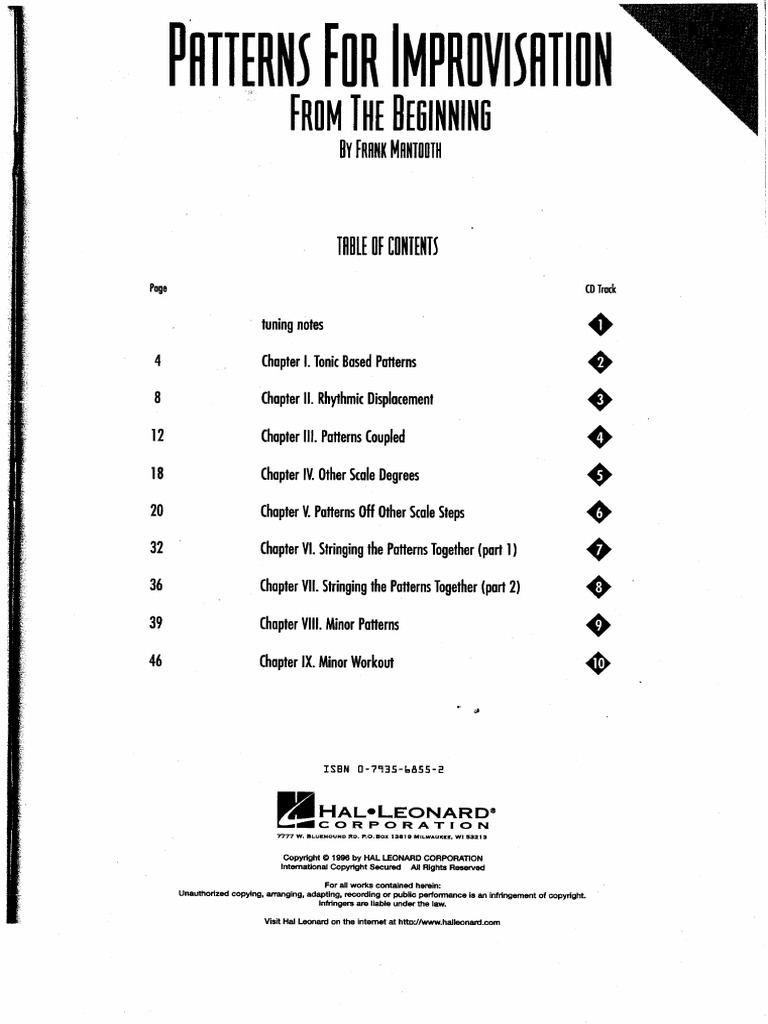 Patterns For Improvisation - From The Beginning BB PDF | PDF