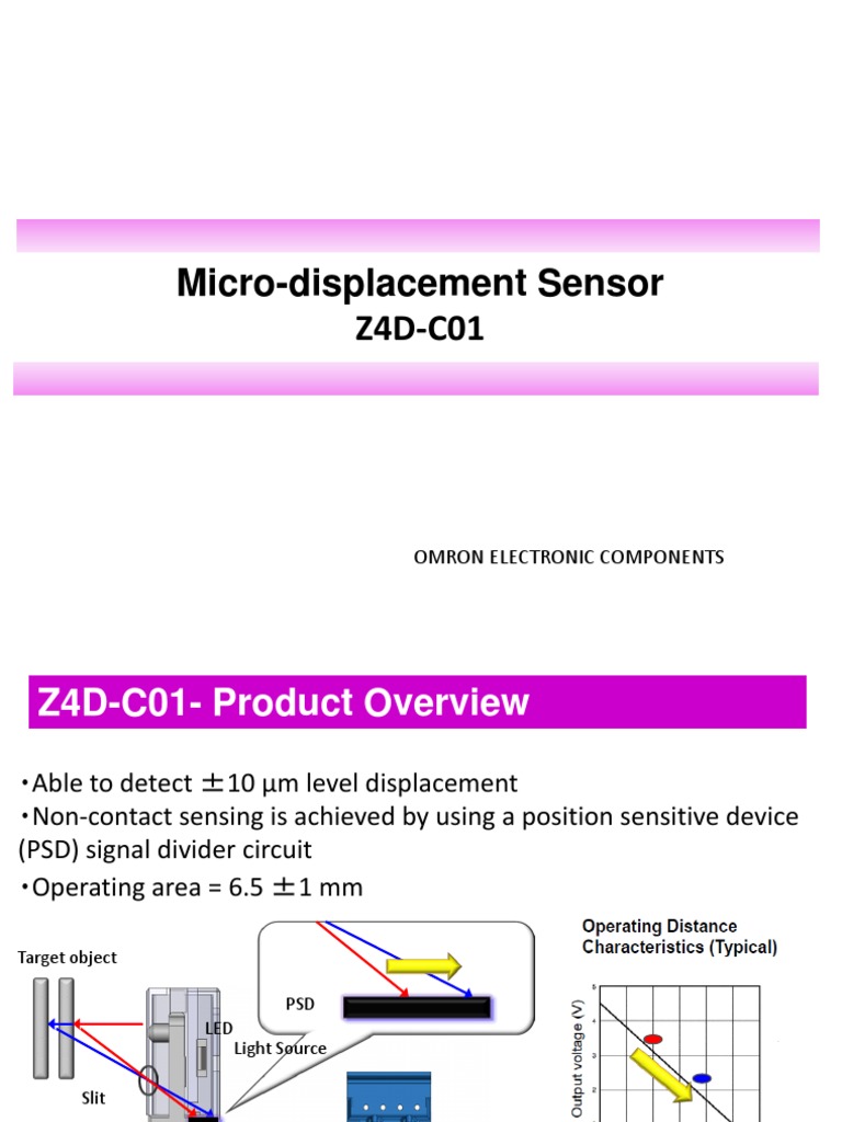 Micro-Displacement Sensor Z4D-C01: Omron Electronic Components | PDF | Sensor | Optics