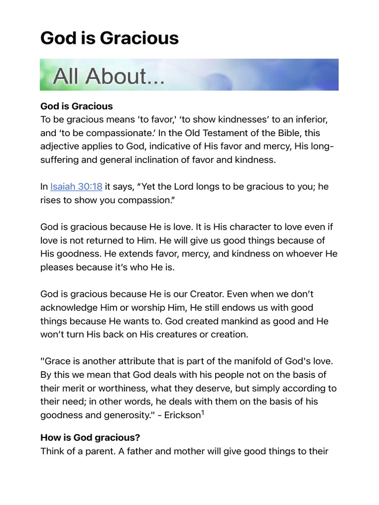 God Is Gracious | PDF | Grace In Christianity | Mercy