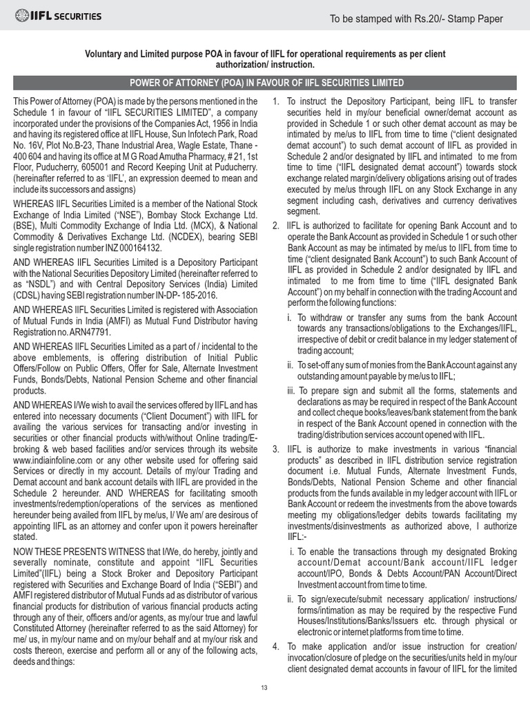 Updated New Poa 2018 | PDF | Securities (Finance) | Mutual Funds