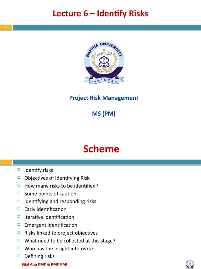 Lecture 6 - Identify Risks: Project Risk Management Ms (PM) | PDF ...