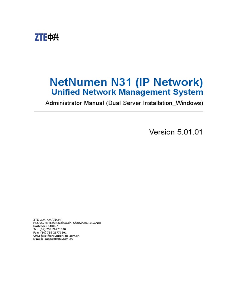 NetNumen N31 UNMS (V5.01.01) Administrator Manual Dual Server Installation - Windows | PDF ...