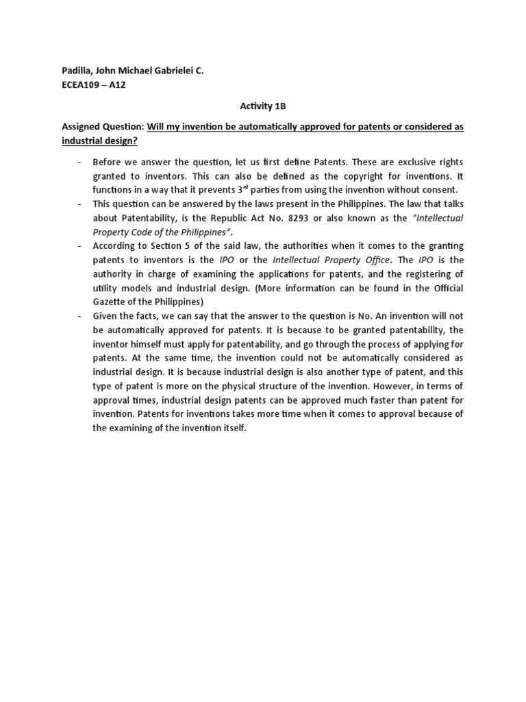 Patent Approval Process in the Philippines | PDF | Invention | Patent