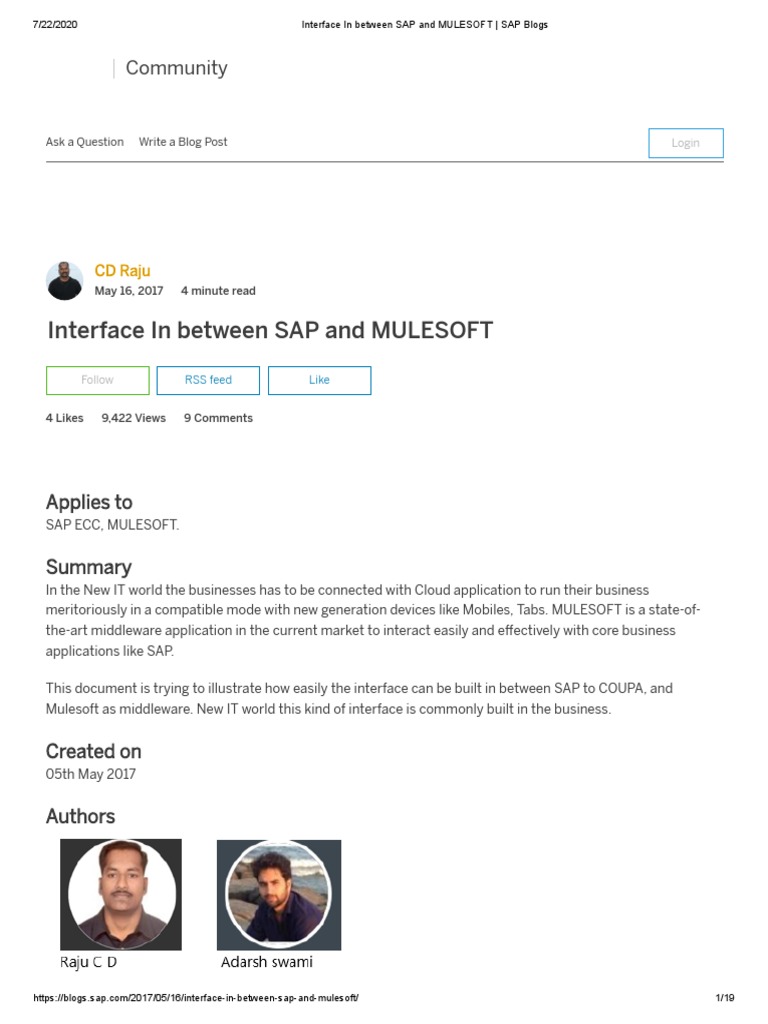 Interface in Between SAP and MULESOFT - SAP Blogs | Download Free PDF ...