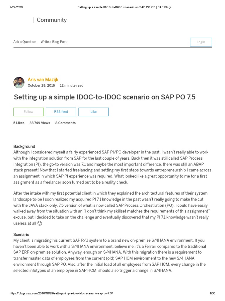 Setting Up A Simple IDOC-to-IDOC Scenario On SAP PO 7.5 - SAP Blogs | PDF | Sap Se ...