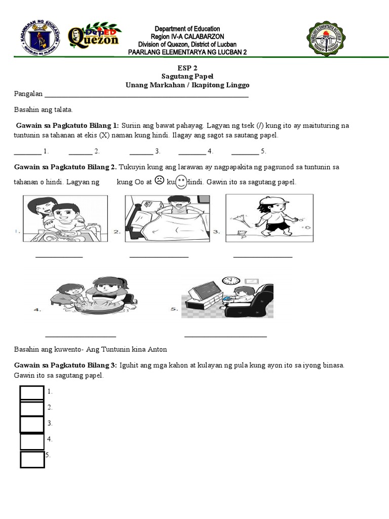 Answer Sheet ESP-2-WK-7 | PDF