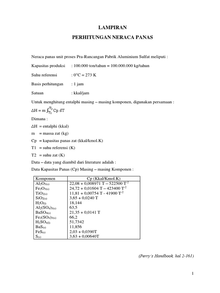Perhitungan Neraca Panas-1 | PDF